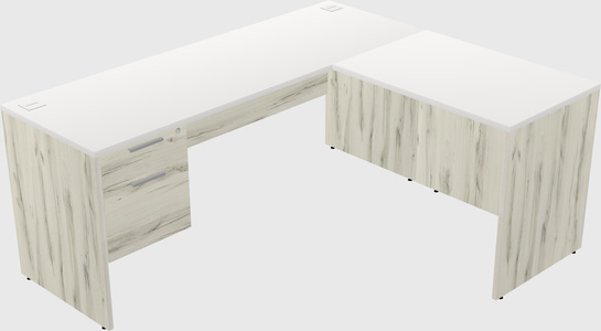 White L-shaped Height Adjustable Sit-to-Stand Desk - Officestock