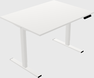 White Rectangular Height Adjustable Sit-to-Stand Desk - Officestock