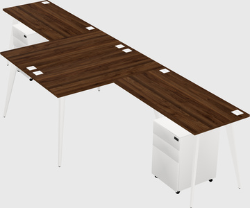 Slick Columbia Walnut L-shaped Office Desk With Cabinet - Officestock