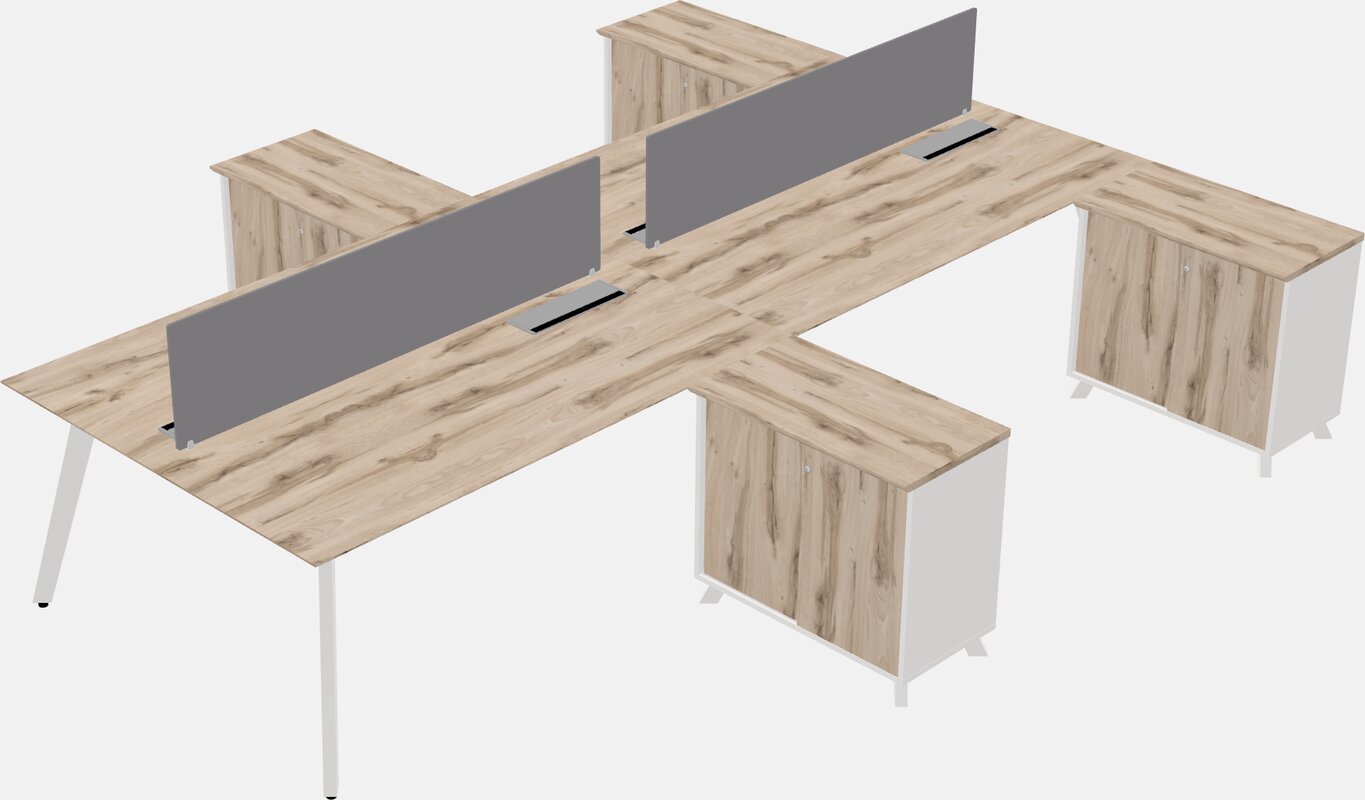 Slick Heinne Holz Shared L-shaped Office Desk + Desk Return + Amethyst ...