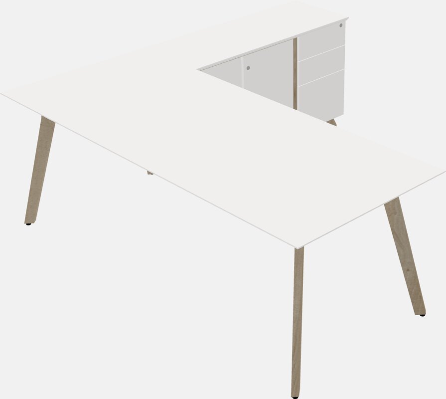 White Executive Desk With Beveled Edges And An Angular Leg Design ...