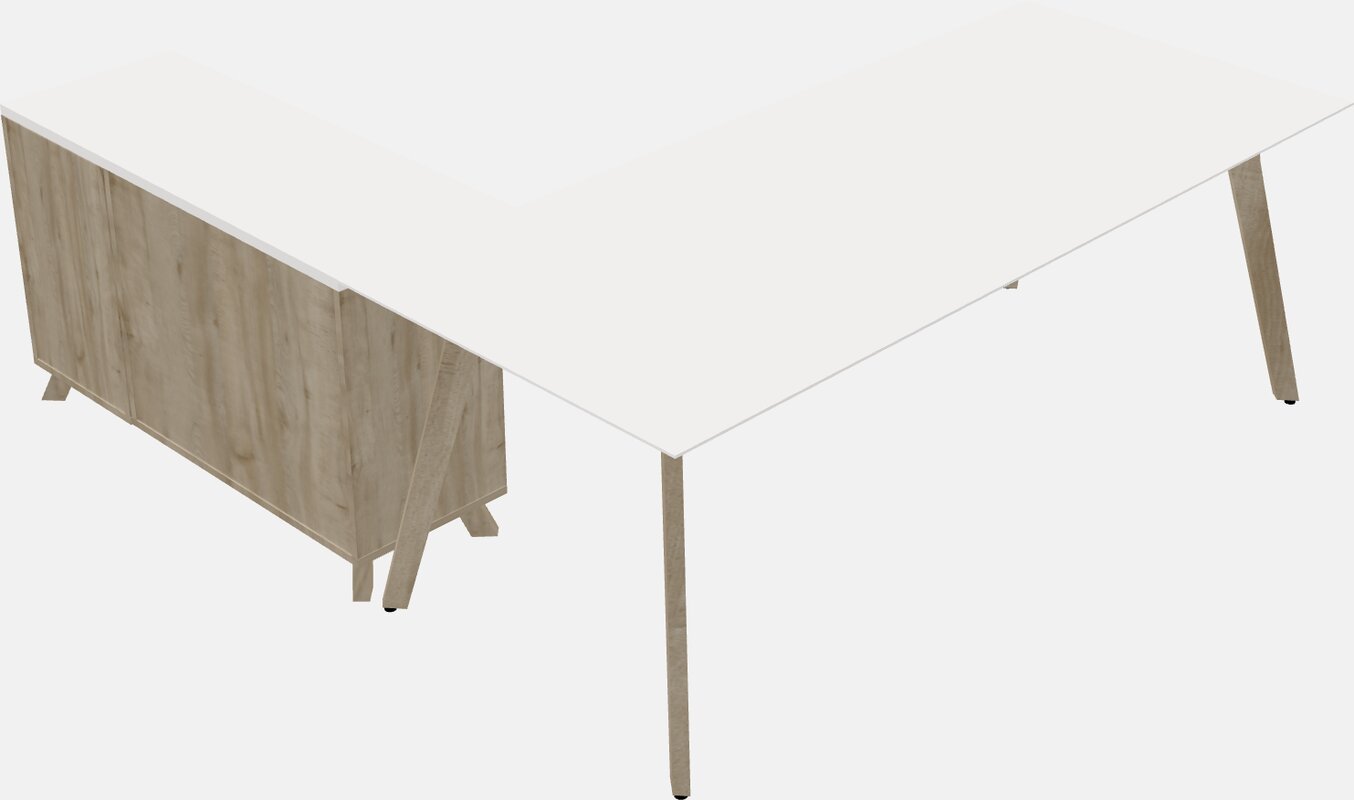 White Executive Desk With Beveled Edges And An Angular Leg Design ...