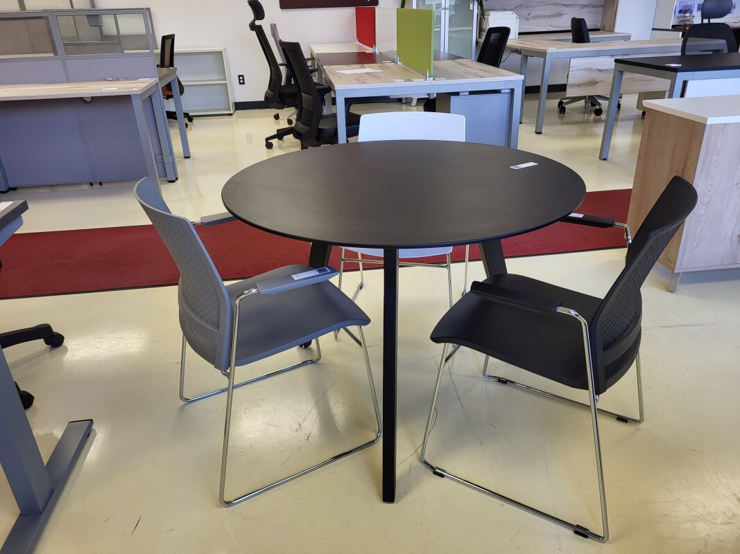 Slick Black Round Meeting Table - Officestock - Modern office furniture ...