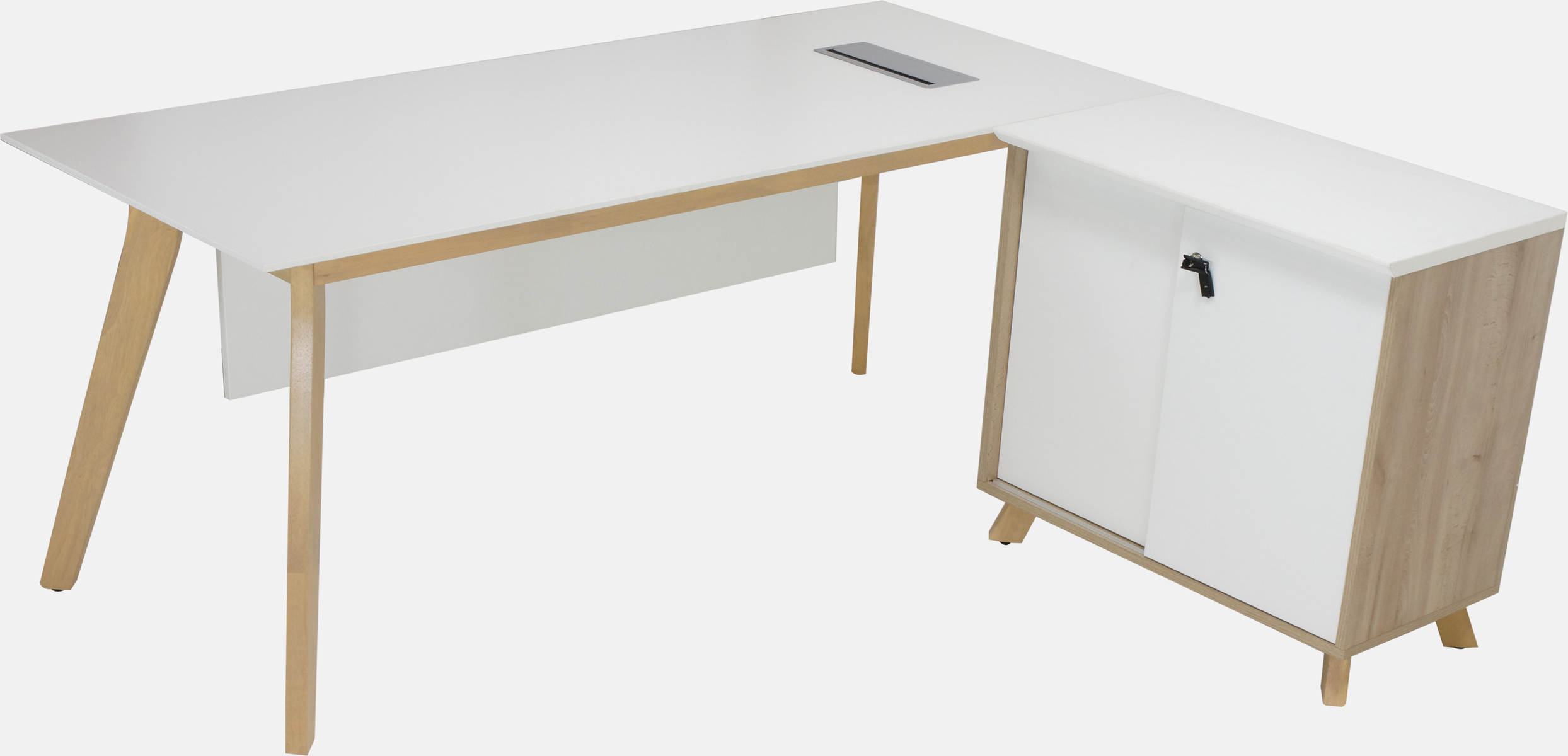 White Executive Desk With Beveled Edges And An Angular Leg Design ...