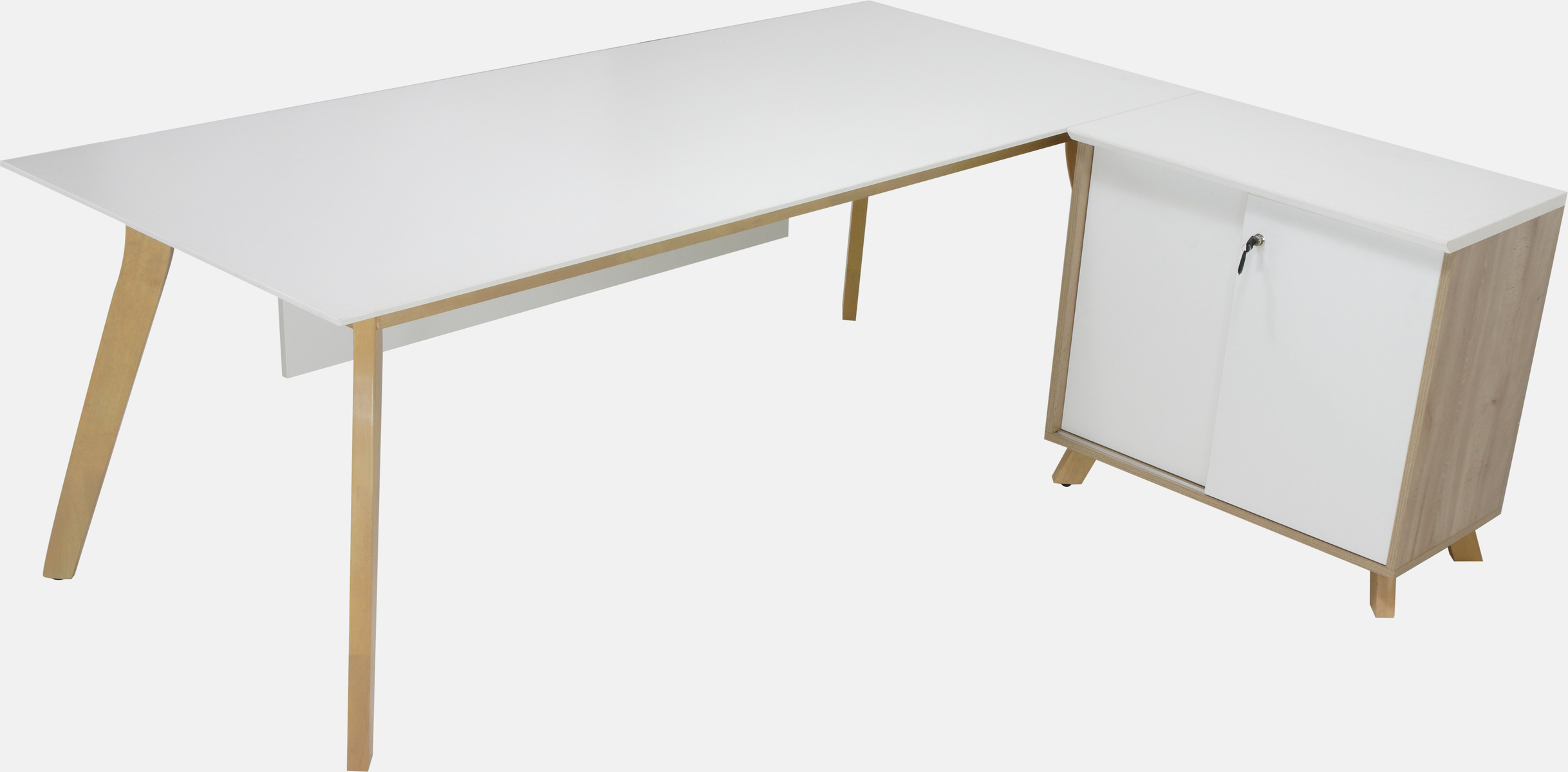 White Executive Desk With Beveled Edges And An Angular Leg Design ...