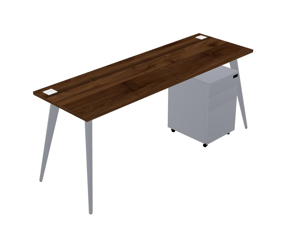 Columbia Walnut Rectangular Office Desk With Mobile Drawers Metal - Officestock