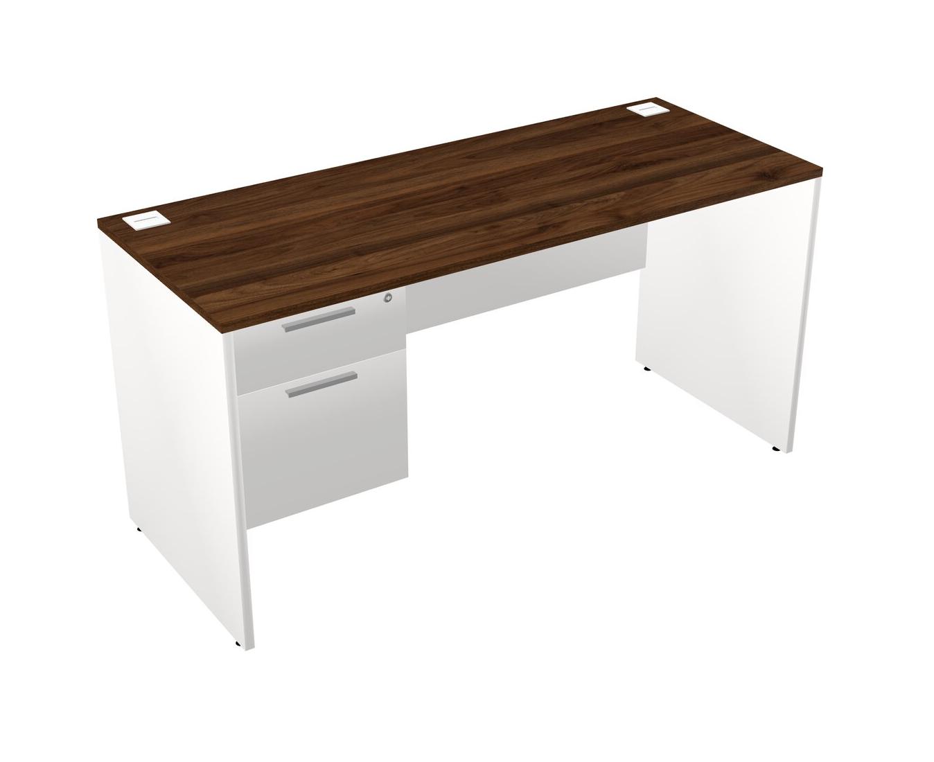 Columbia Walnut Rectangular Office Desk Plus Hanging Drawers - Officestock