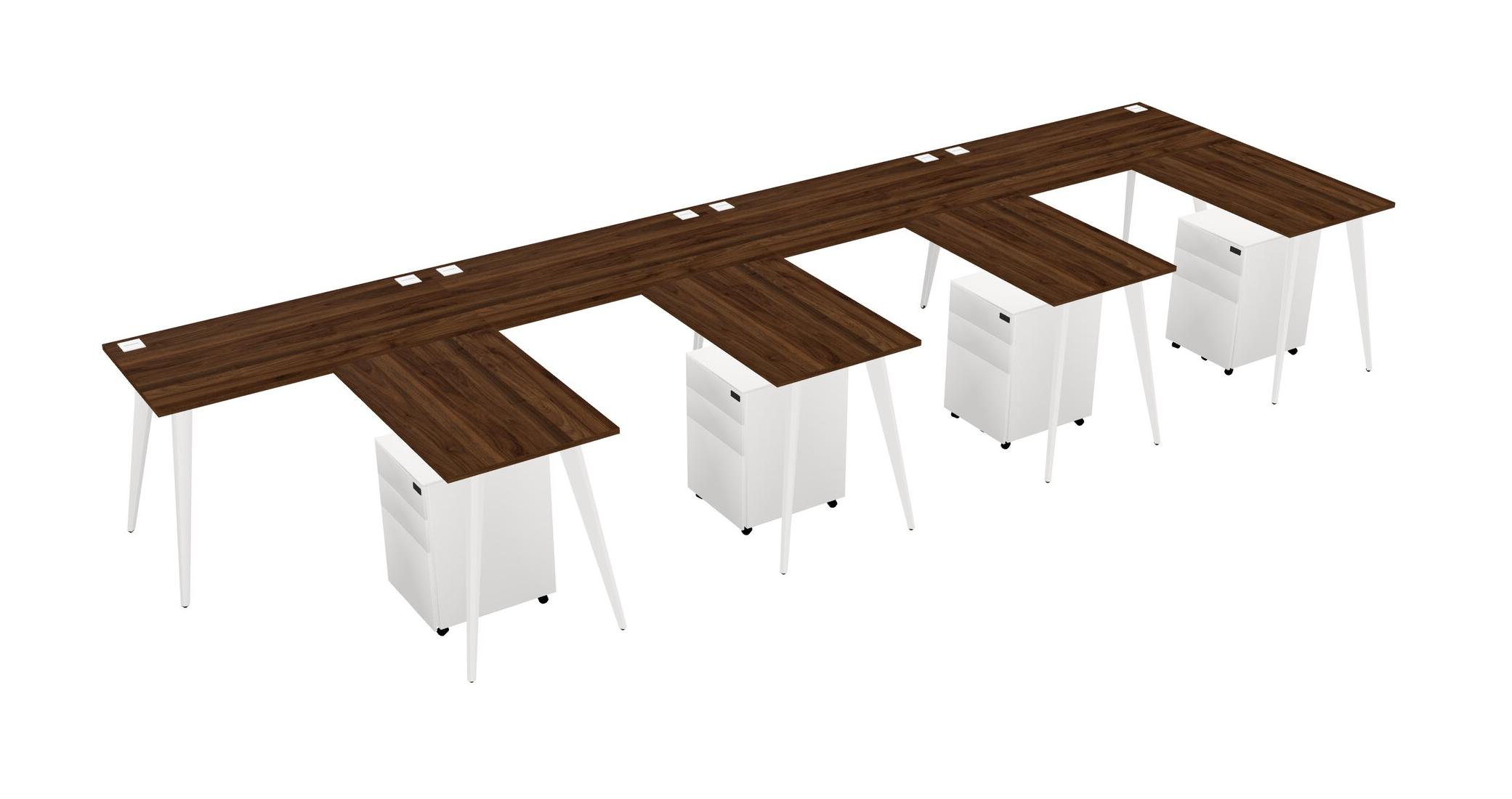 Columbia Walnut L-shaped Office Desk With Metal Mobile Drawers ...