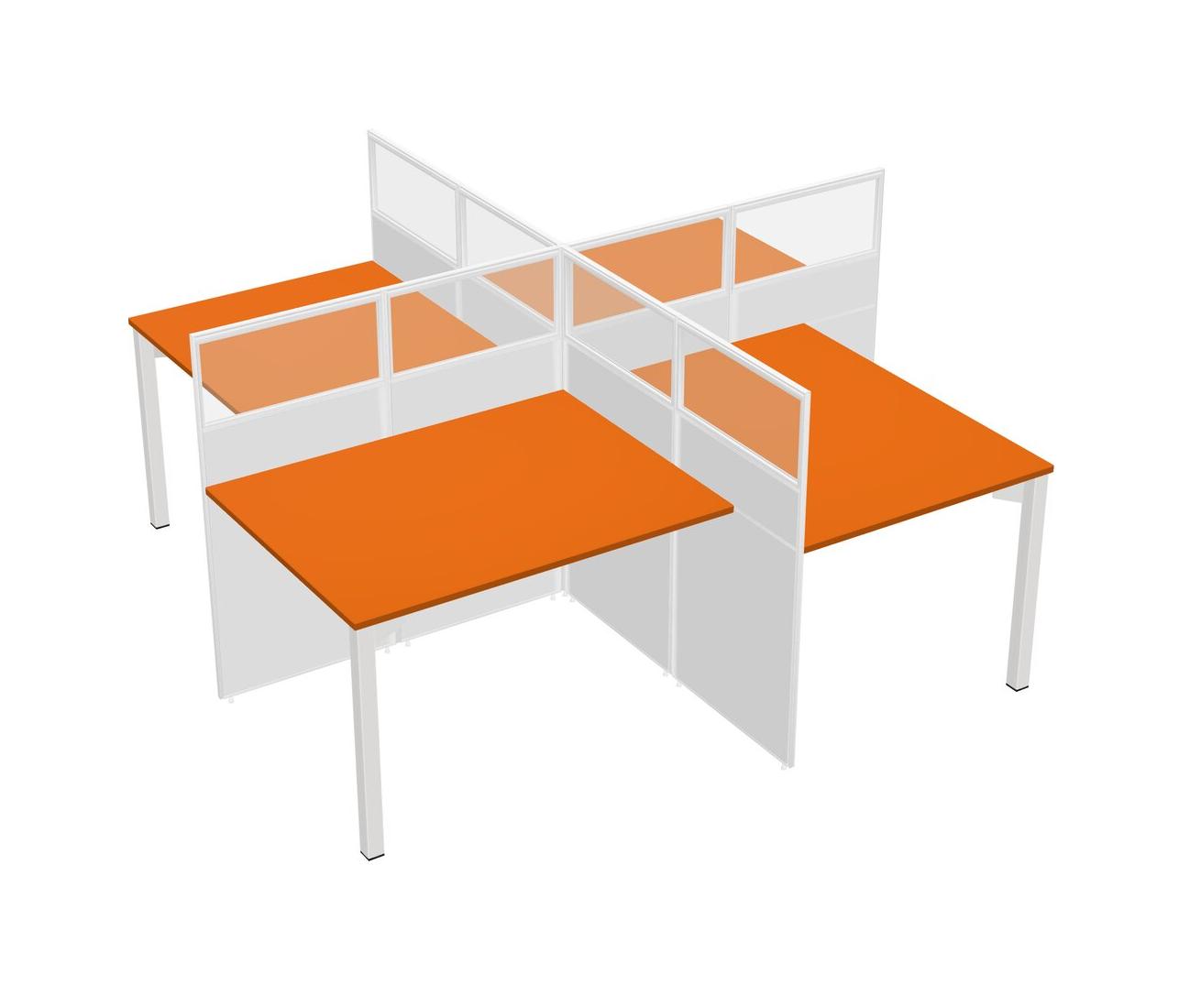 Orange Quad Cubicle Workstations For 4 - Officestock